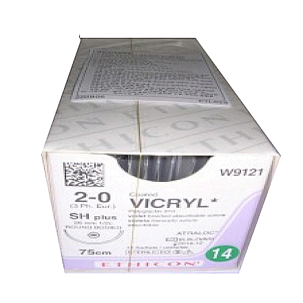 [에치콘 ETHICON] 바이크릴 W9121 2/0 26mm 1/2Circle 75cm 12개입